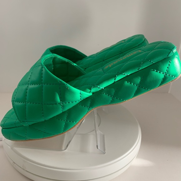 Shoes | Green Quilted Slides | Poshmark